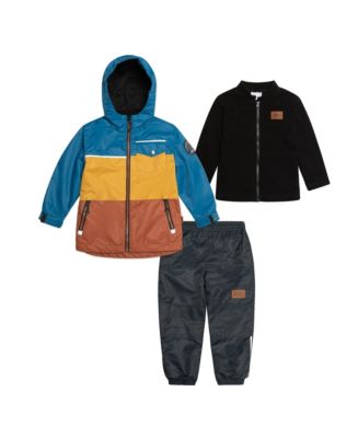 Boy Color blocked 3 In 1 Spring Rain Set Blue, Yellow & Brown - Toddler ...