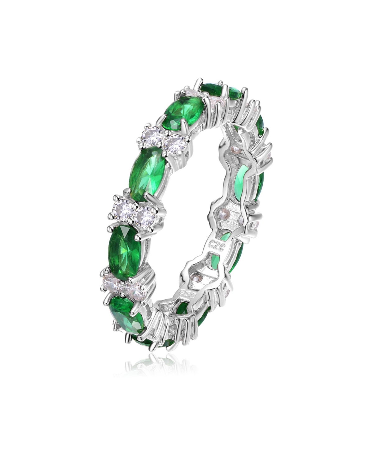 Click here for Sterling Silver White Gold Plated with Green & Cub... prices
