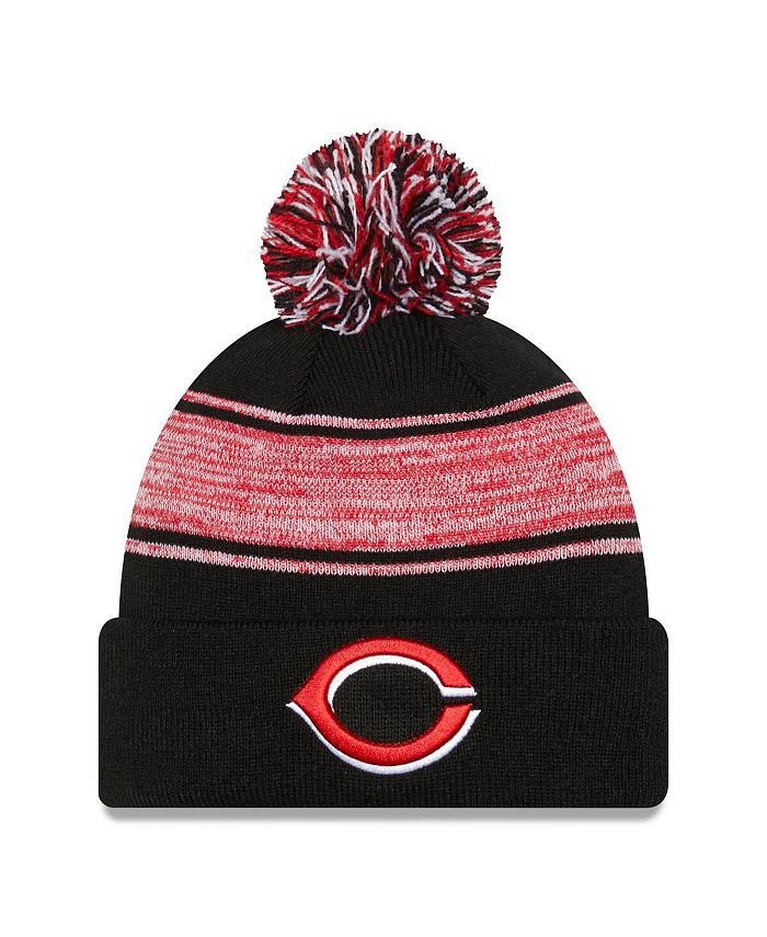 New Era Men's Black Cincinnati Reds Chilled Cuffed Knit Hat with Pom ...