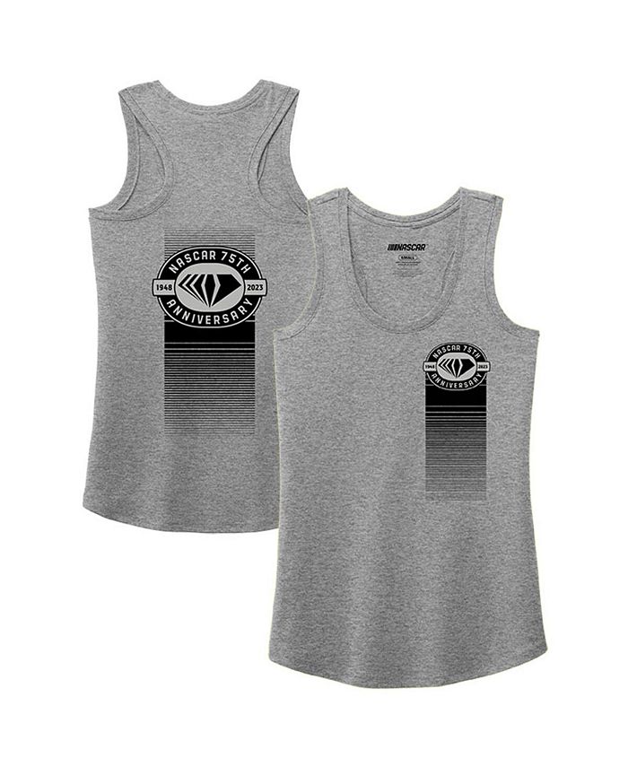 E2 Apparel Women's Heather Gray NASCAR 75th Anniversary Racerback Tank ...