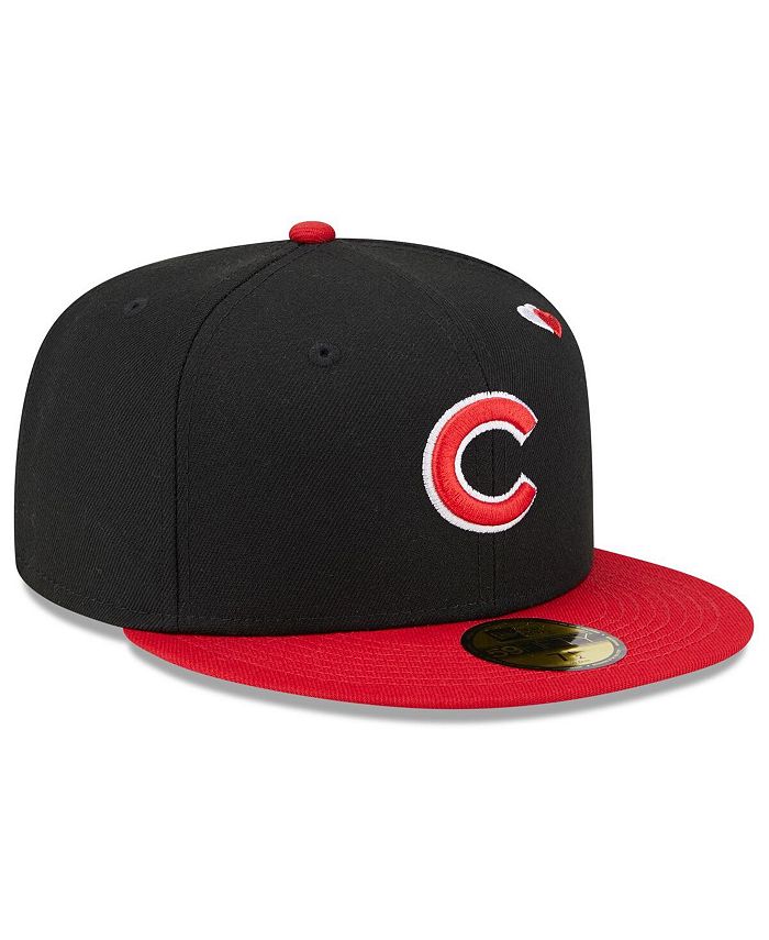 New Era Men's Black, Red Chicago Cubs Heart Eyes 59FIFTY Fitted Hat ...