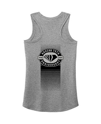 E2 Apparel Women's Heather Gray NASCAR 75th Anniversary Racerback Tank ...