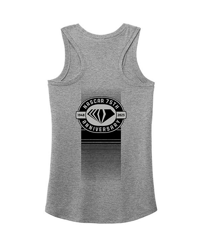 E2 Apparel Women's Heather Gray NASCAR 75th Anniversary Racerback Tank ...