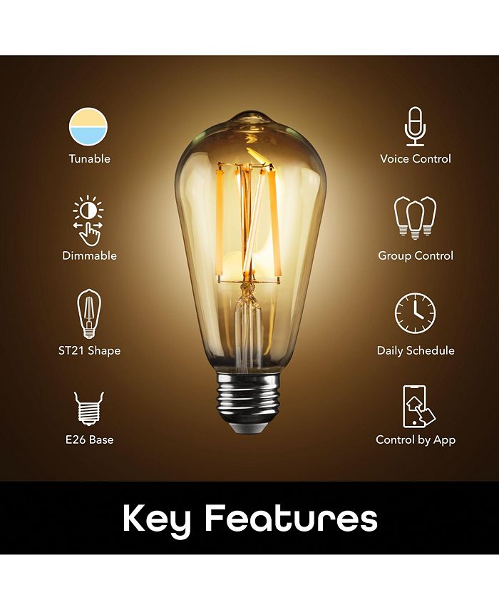 Geeni LUX Edison ST21 (ST64) Edison WiFi LED Smart Bulb, 2700K-6500K 8W ...