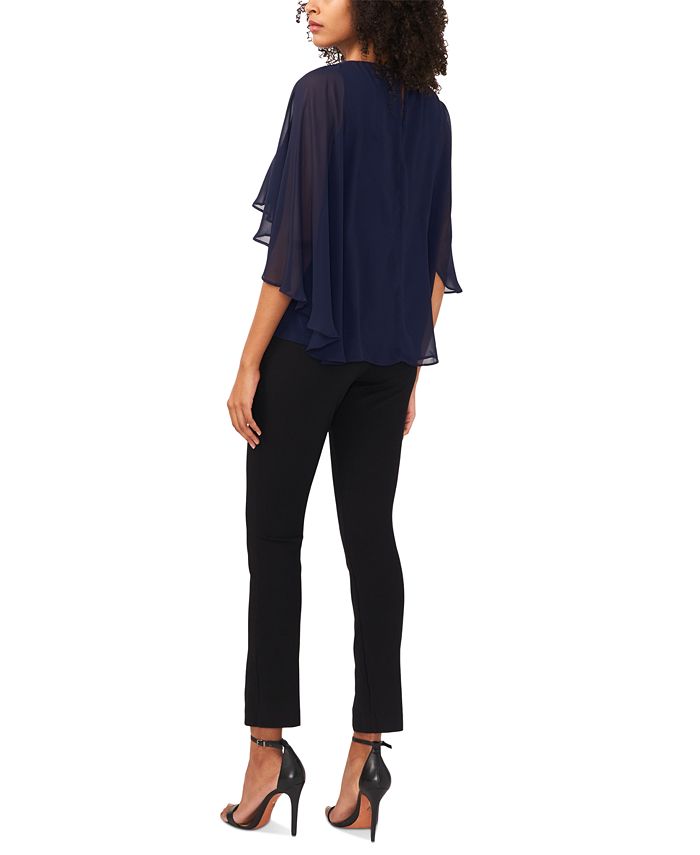 MSK Women's Asymmetric Embellished Chiffon Overlay Top - Macy's