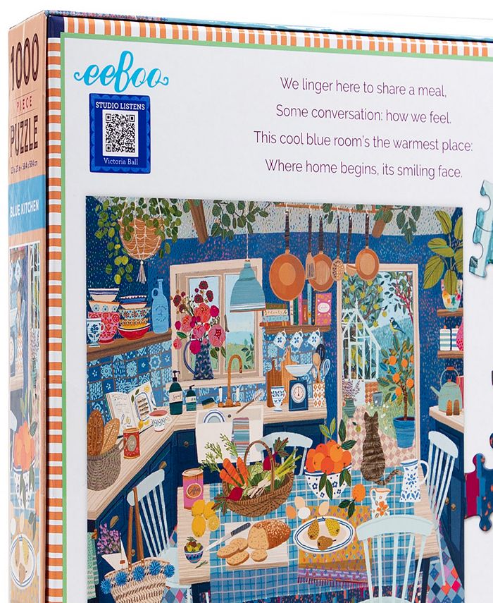 Eeboo Piece And Love Blue Kitchen 1000 Piece Square Adult Jigsaw Puzzle ...