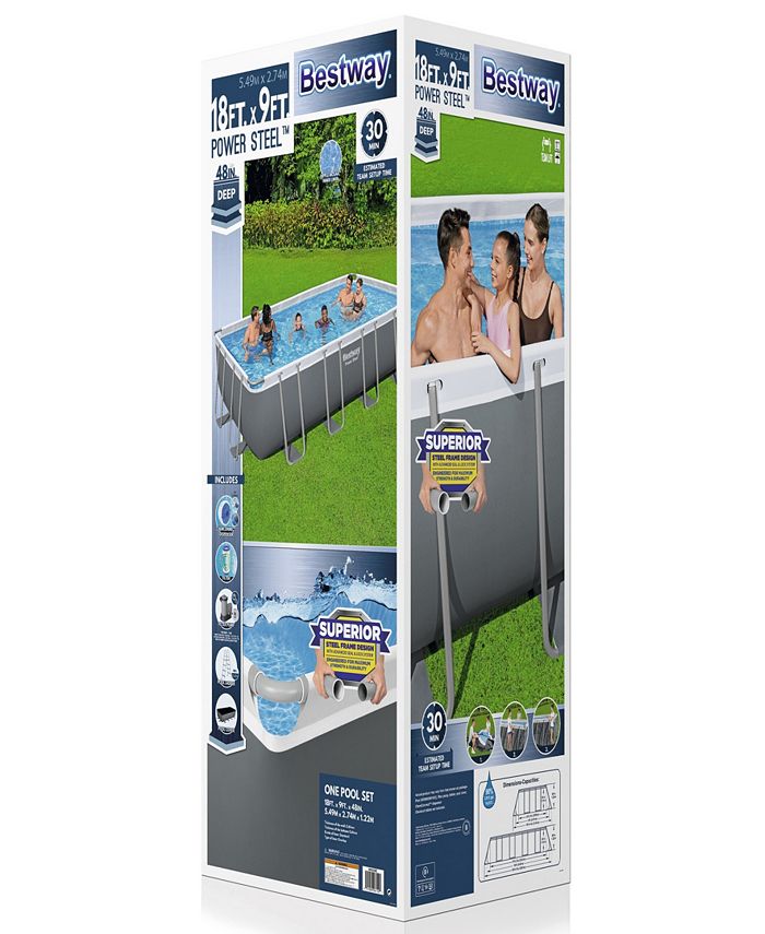 Power Steel Bestway 18' x 9' x 48" Above Ground Pool Set 3913 Gallons ...