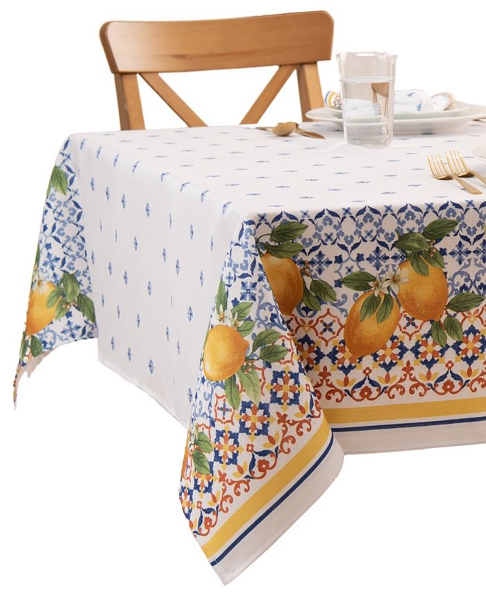 Elrene Capri Lemon Double Border Tablecloth 60" x 102" - Macy's