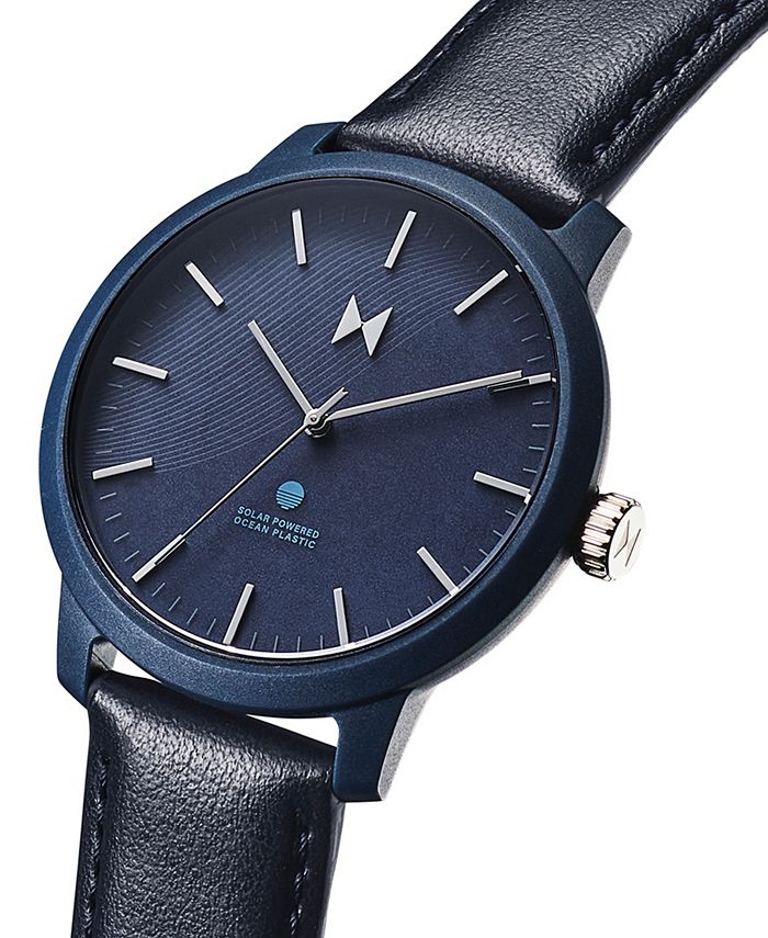 MVMT Men's Legacy Solar Quartz Blue Leather Strap Watch 42mm - Macy's
