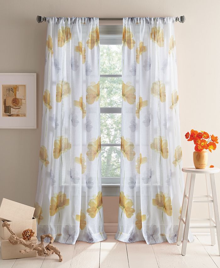 DKNY Iris Sheer Poletop 4 Piece Window Panel, 96" x 50" - Macy's