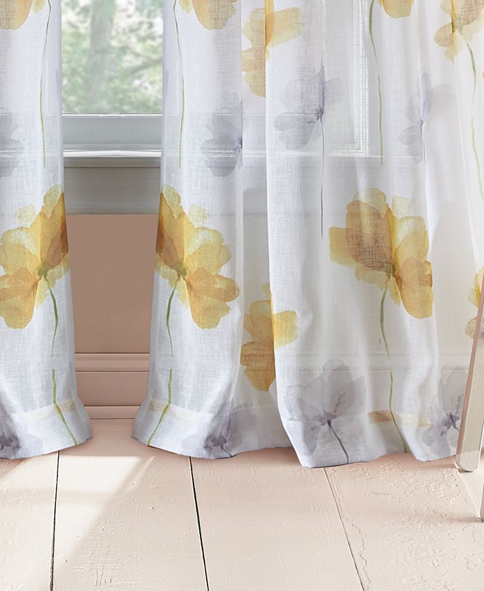 DKNY Iris Sheer Poletop 4 Piece Window Panel, 96" x 50" - Macy's