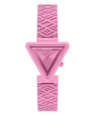 GUESS Women's Analog Pink Silicone Watch 34mm - Macy's