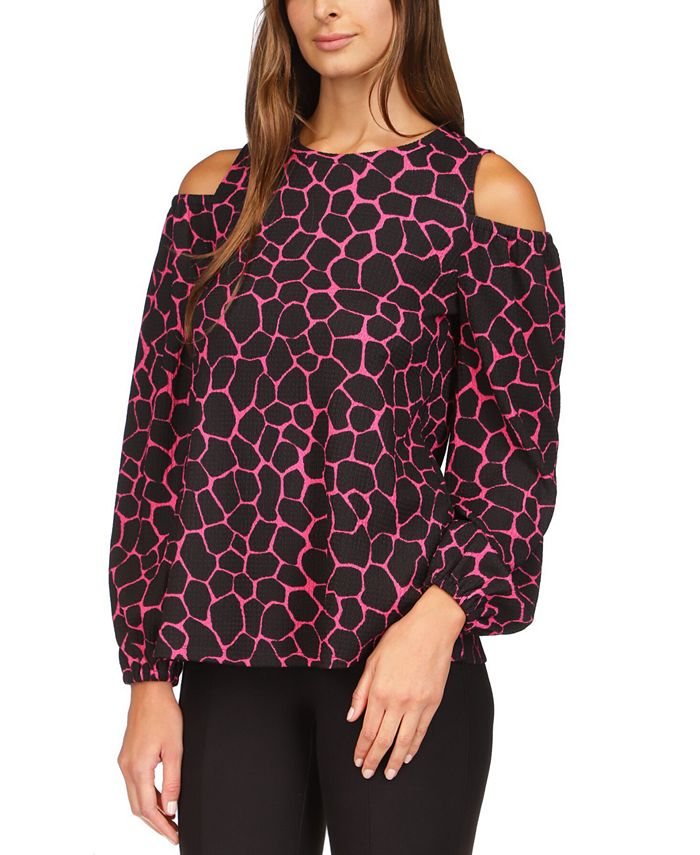 Michael Kors Women's Giraffe Print Cold-Shoulder Top - Macy's