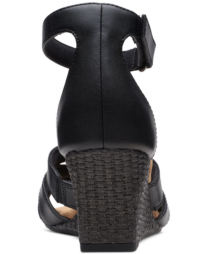 Clarks Women's Kyarra Joy Ankle-Strap Woven Wedge Sandals - Macy's