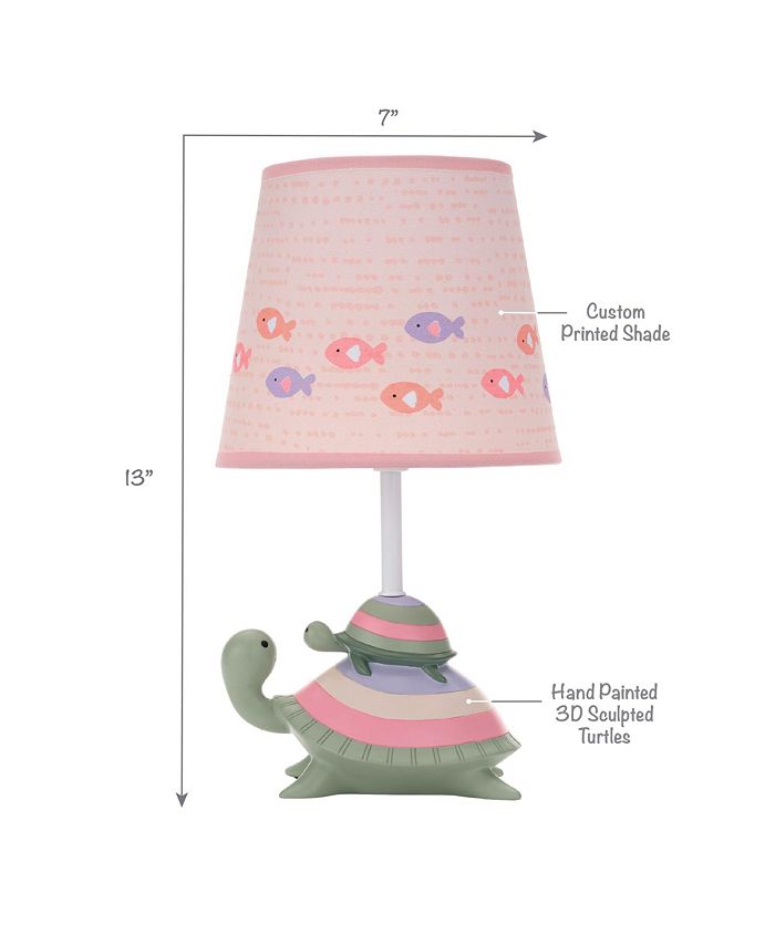Lambs & Ivy Sea Dreams Turtles Nursery Lamp with Shade & Bulb - Pink ...