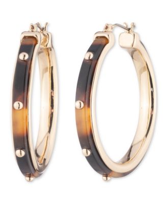 Lauren Ralph Lauren Gold-Tone Tortoise Look Medium Hoop Earrings, 1.5" - Macy's