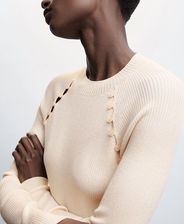 MANGO Women's Buttons Detail Knit Sweater - Macy's