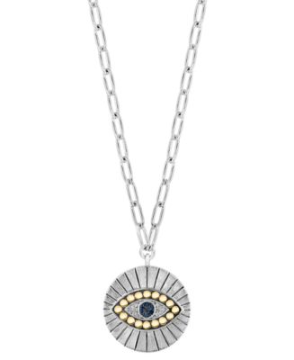 EFFY® Multicolor Diamond Evil Eye Disc 18" Pendant Necklace (1/10 ct. t ...