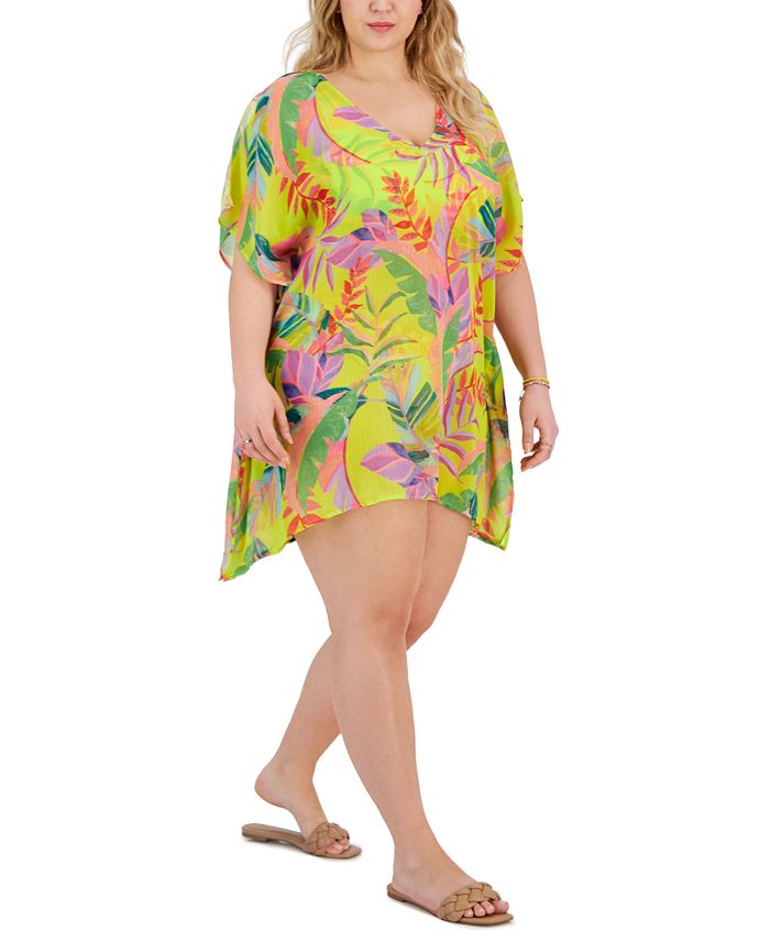 Becca ETC Plus Size Costa Printed Bella Tunic Swim Cover-Up & Reviews ...