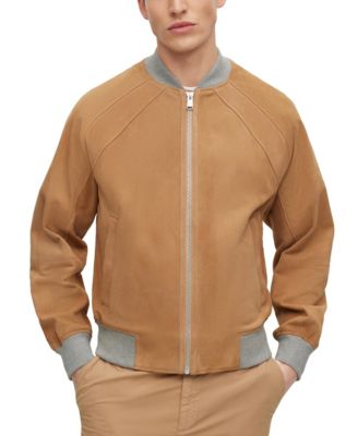 BOSS by Hugo Boss Men's Suede Perforated Bonded Jersey Jacket - Macy's