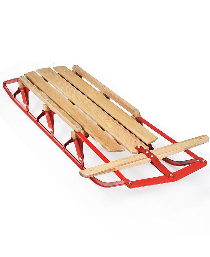Costway 54''Kids Wooden Snow Sled Runners Steering - Macy's