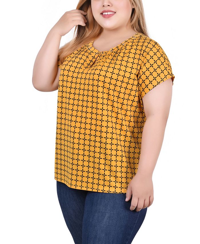 NY Collection Plus Size Extended Sleeve Top with Grommets - Macy's
