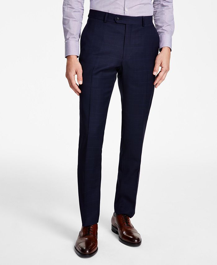 Tommy Hilfiger Men's Modern-Fit TH Flex Stretch Plaid Wool Blend Suit ...