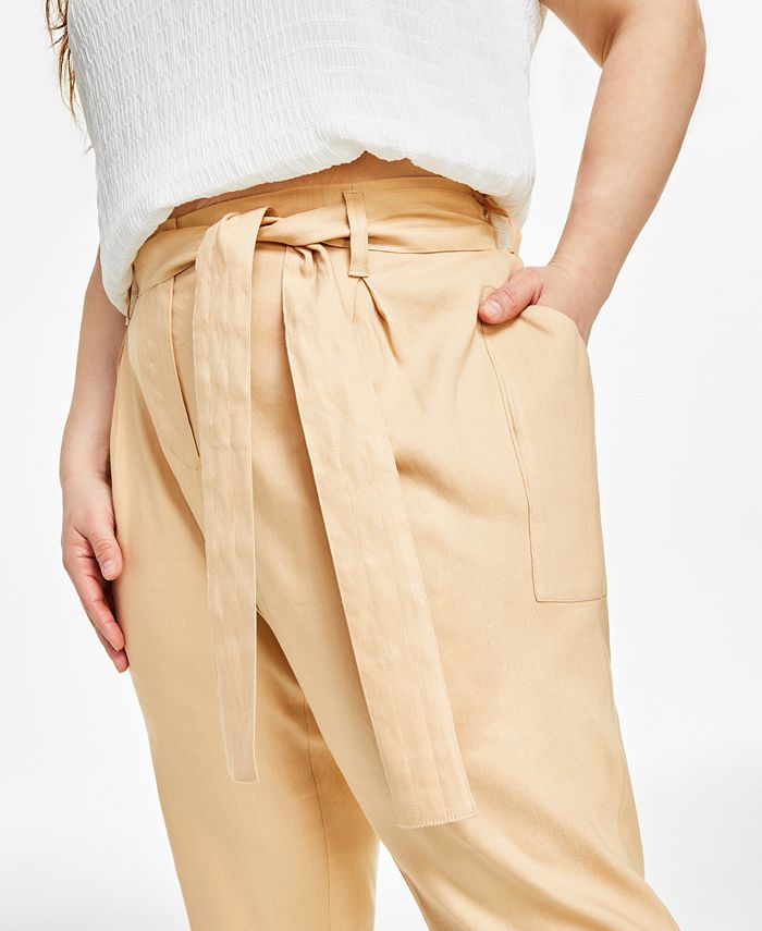 Calvin Klein Plus Size High-Rise Tie-Waist Cargo Pants - Macy's