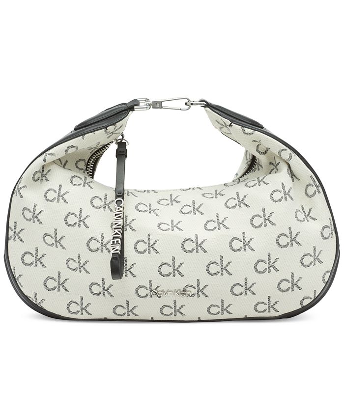 Calvin Klein Clay Large Top Zipper Denim Jacquard Signature Convertible ...