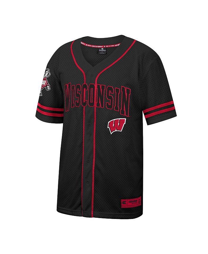 Colosseum Men's Black Wisconsin Badgers Free Spirited Mesh Button-Up ...