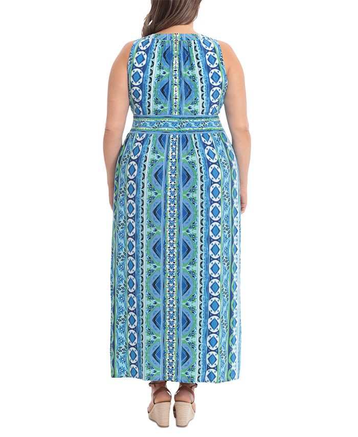 London Times Plus Size Halter Keyhole Printed Maxi Dress - Macy's
