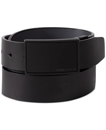 Perry Ellis Portfolio Men's Leather Portfolio Reversible Plaque Belt ...