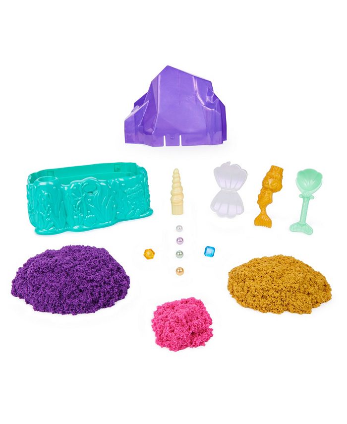 Kinetic Sand Mermaid Crystal Playset, Gold Shimmer Sand, Storage and ...