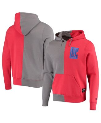 New Era Men's Gray, Red LA Clippers Diagonal French Terry Color Block ...