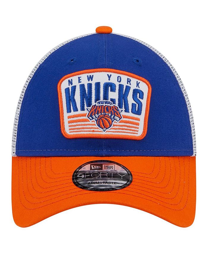New Era Men's Blue New York Knicks Two-Tone Patch 9FORTY Trucker ...