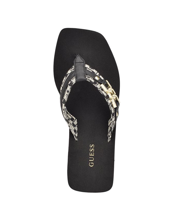 GUESS Women's Ediva Wedge Thong Sandals - Macy's