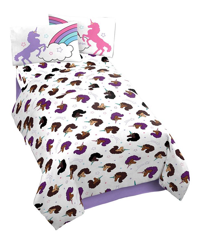 Jay Franco Afro Unicorn Unique, Divine, Magical 5 Piece Bed Set With ...