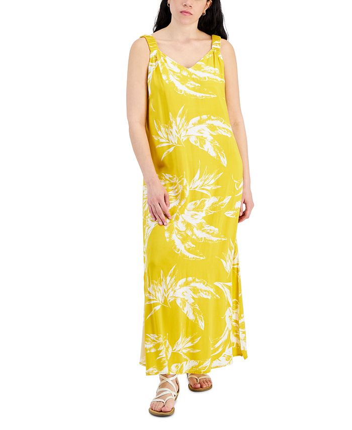 Sam & Jess Petite Floral-Print Tushy Strap Maxi Dress - Macy's