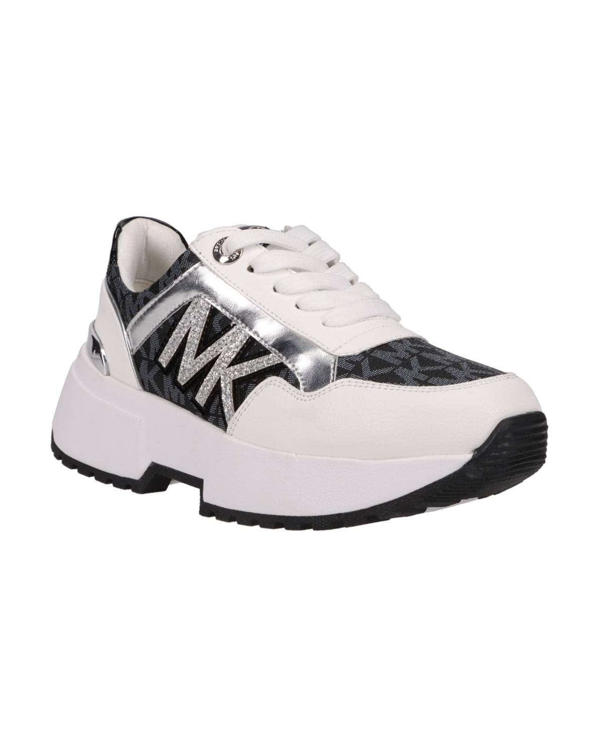 Michael Kors Little Girls Cosmo Maddy Logo Repeat Sneakers - Black  White