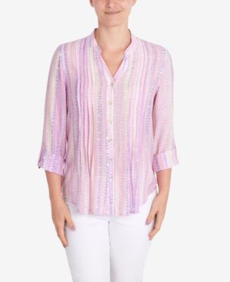 Ruby Rd. Petite Woven Stripes Print Top - Macy's
