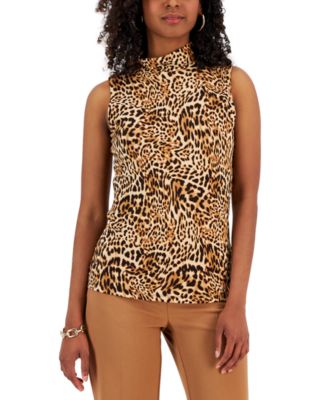 I.N.C. International Concepts Women's Animal-Print Mock-Neck Tank Top, Created for Macy's - Macy's