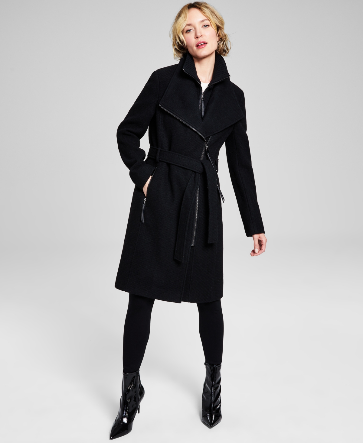 Click here for Calvin Klein Womens Wool Blend Belted Wrap Coat  C... prices