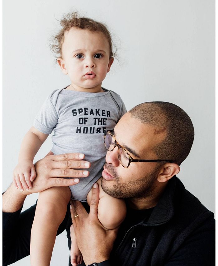 Love Bubby Speaker of the House Short Sleeve Grey Baby Bodysuit ...