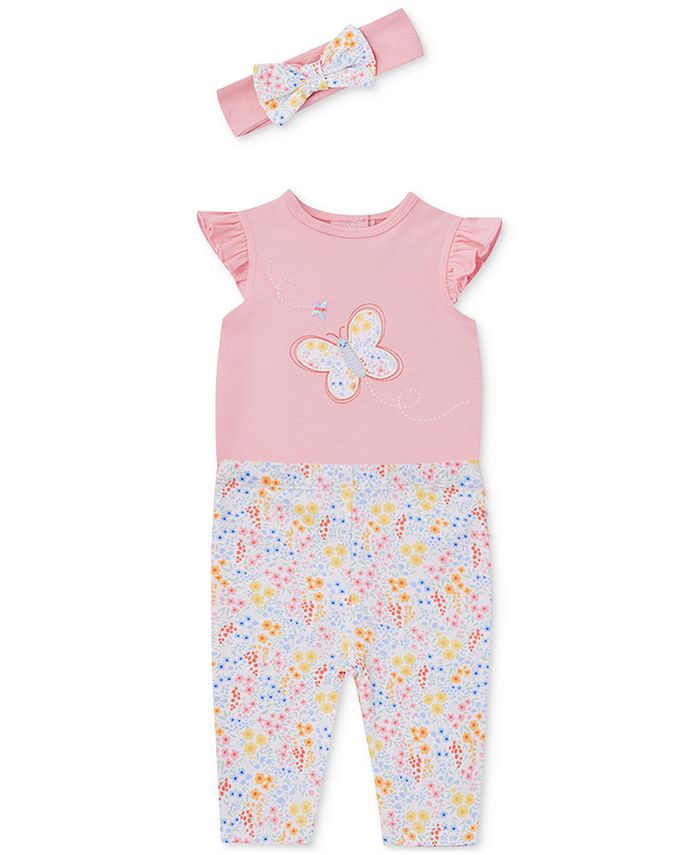 Little Me Baby Girls Bodysuit, Pants, and Headband, 3 Piece Set ...
