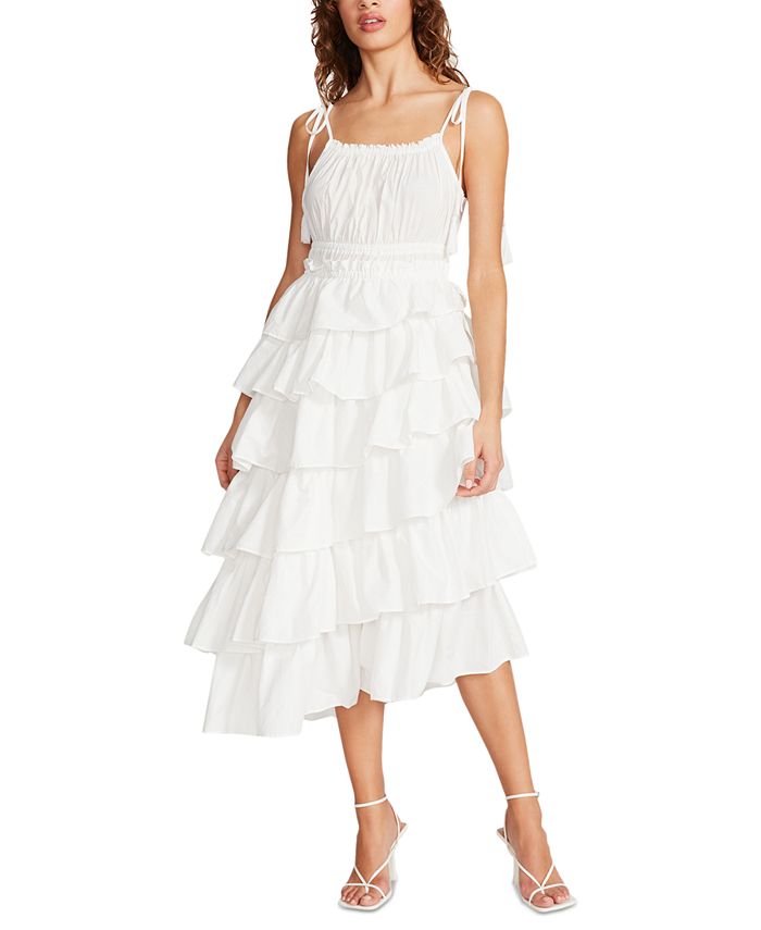 Steve Madden Women's Mireya Cotton Ruffle-Trim Midi Dress - Macy's