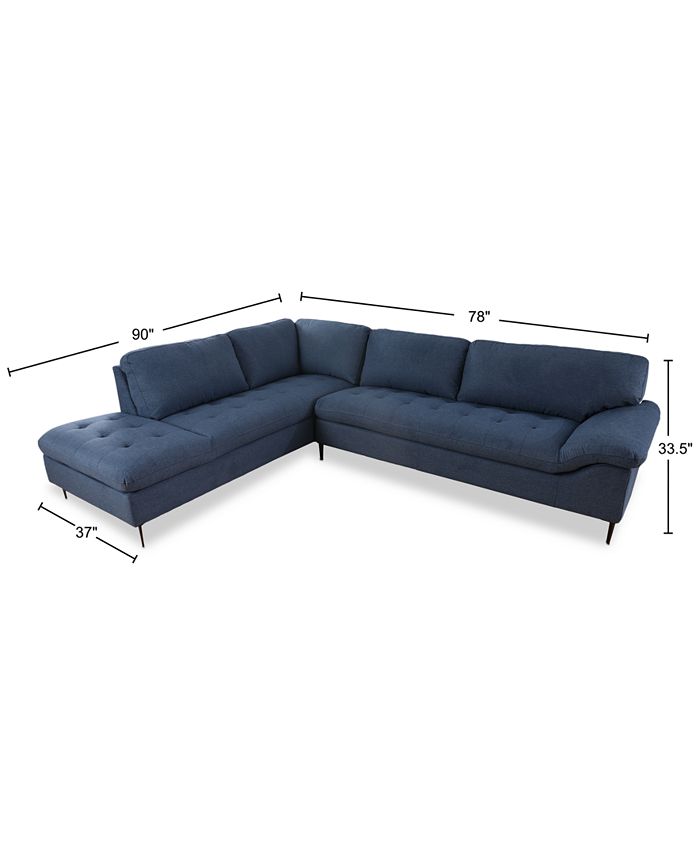 Furniture CLOSEOUT! Torbin 90" 2-Pc. Fabric Sectional Sofa, Created for ...