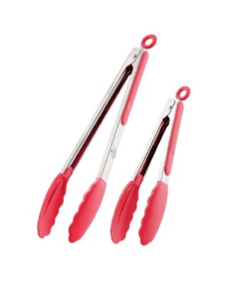 Zulay Kitchen Stainless Steel Kitchen Tongs with Silicone Tips - Set of ...