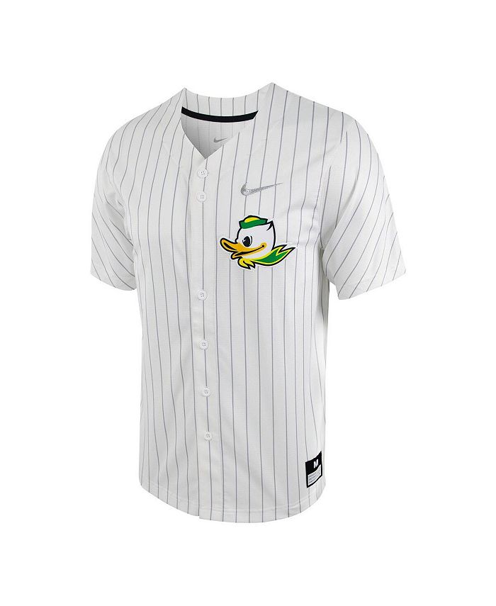 Nike Men's White, Silver Oregon Ducks Pinstripe Replica Full-Button ...