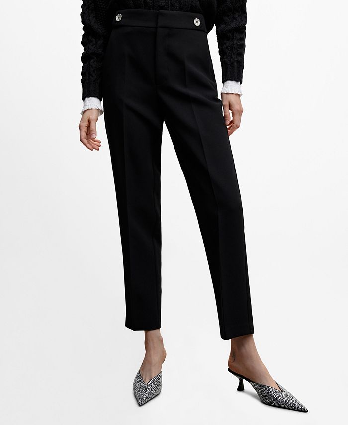 MANGO Women's Buttons Straight-Fit Trousers - Macy's
