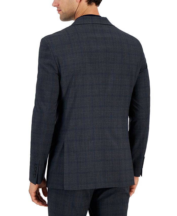 DKNY Men's Modern-Fit Stretch Gray Plaid Suit Jacket - Macy's
